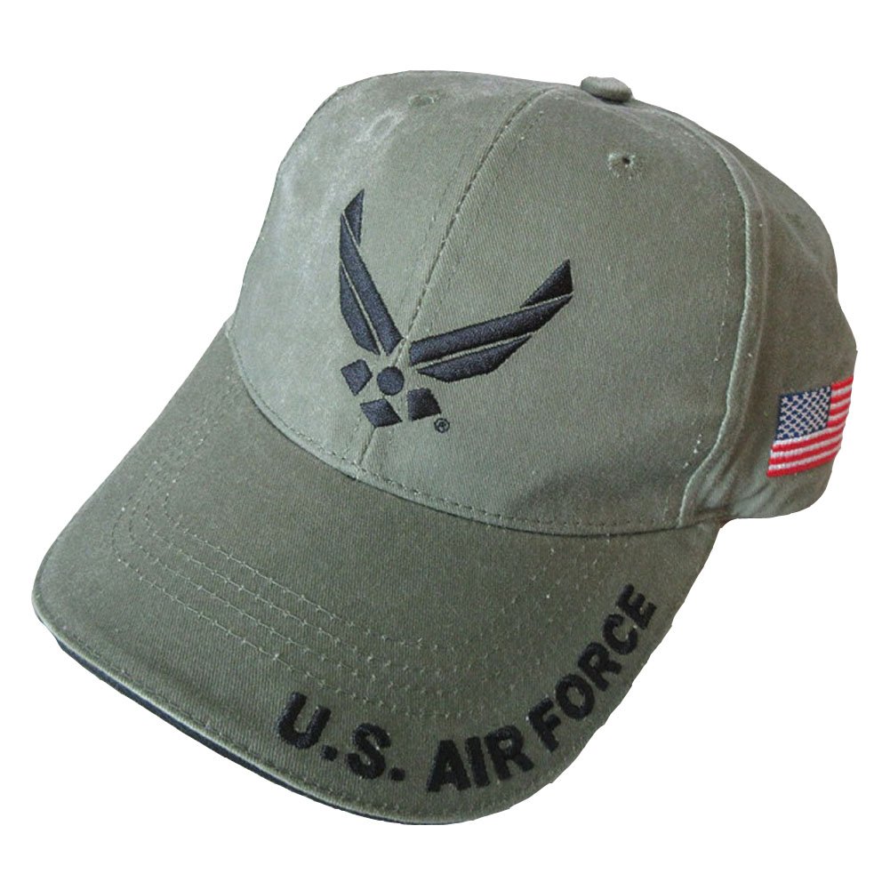 U.S. Air Force with U.S. Flag Baseball Cap. OD Green