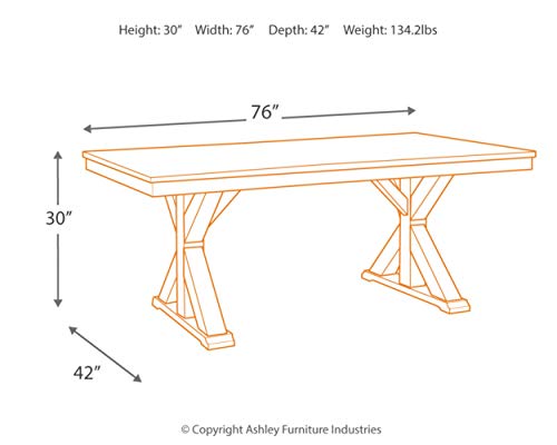 Signature Design by Ashley Grindleburg Farmhouse Reclaimed Wood Dining Table, Seats up to 6, Light Brown