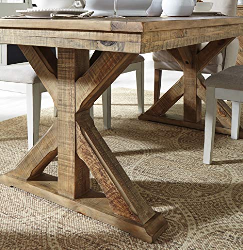 Signature Design by Ashley Grindleburg Farmhouse Reclaimed Wood Dining Table, Seats up to 6, Light Brown