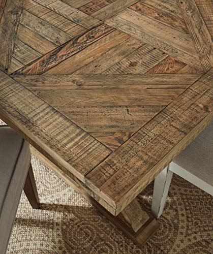 Signature Design by Ashley Grindleburg Farmhouse Reclaimed Wood Dining Table, Seats up to 6, Light Brown