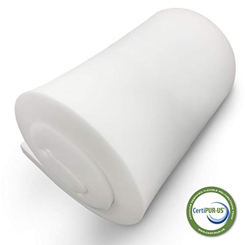 AK TRADING CO. Professional 2" Thick, 18" Wide X 72" Long Regular Density Upholstery Foam, White