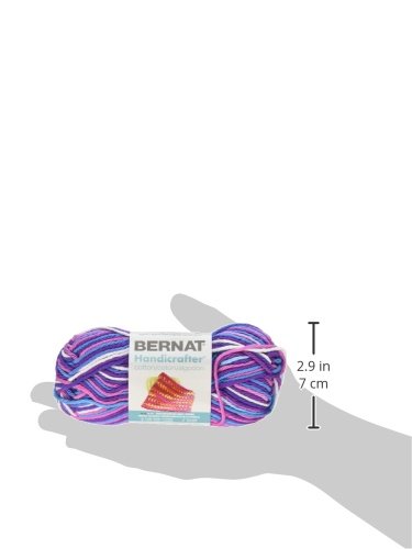 Bernat Handicrafter Cotton Ombre Yarn, 1.5 oz, Gauge 4 Medium, 100% Cotton, Purple Perk Ombre