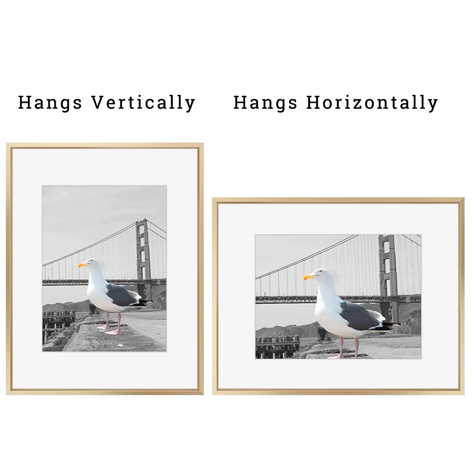 Frametory, 16x20 Metal Picture Frame with Mat for 11x14 Picture & Real Glass, Aluminum Photo Frame Collection (Gold, 1 Pack)