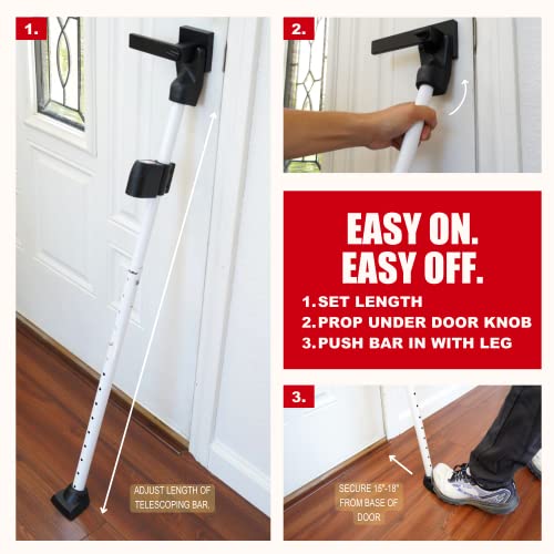 Securityman 2-in-1 Door Security Bar with Alarm & Sliding Door Stopper Security Bar with 120db Loud Alert Siren - Durable & Rugged Iron, Sturdy on Most Floors & Windows (Protects Against Scratches)