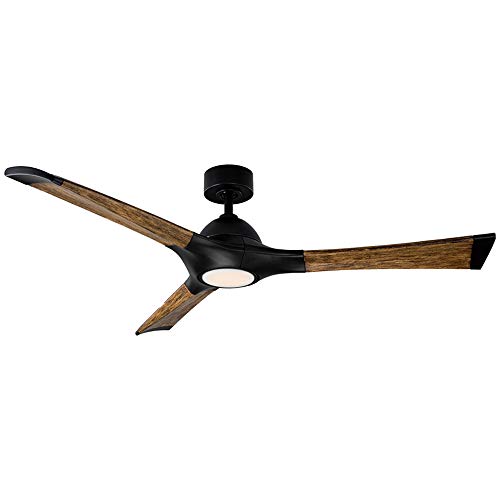 Modern Forms FR-W1814-60L-MB/DK Woody 60 Inch Three Blade Indoor/Outdoor Smart Fan with Six Speed DC Motor and LED Light in Matte Black Finish Works with Nest, Ecobee, Google Home and IOS/Android App,