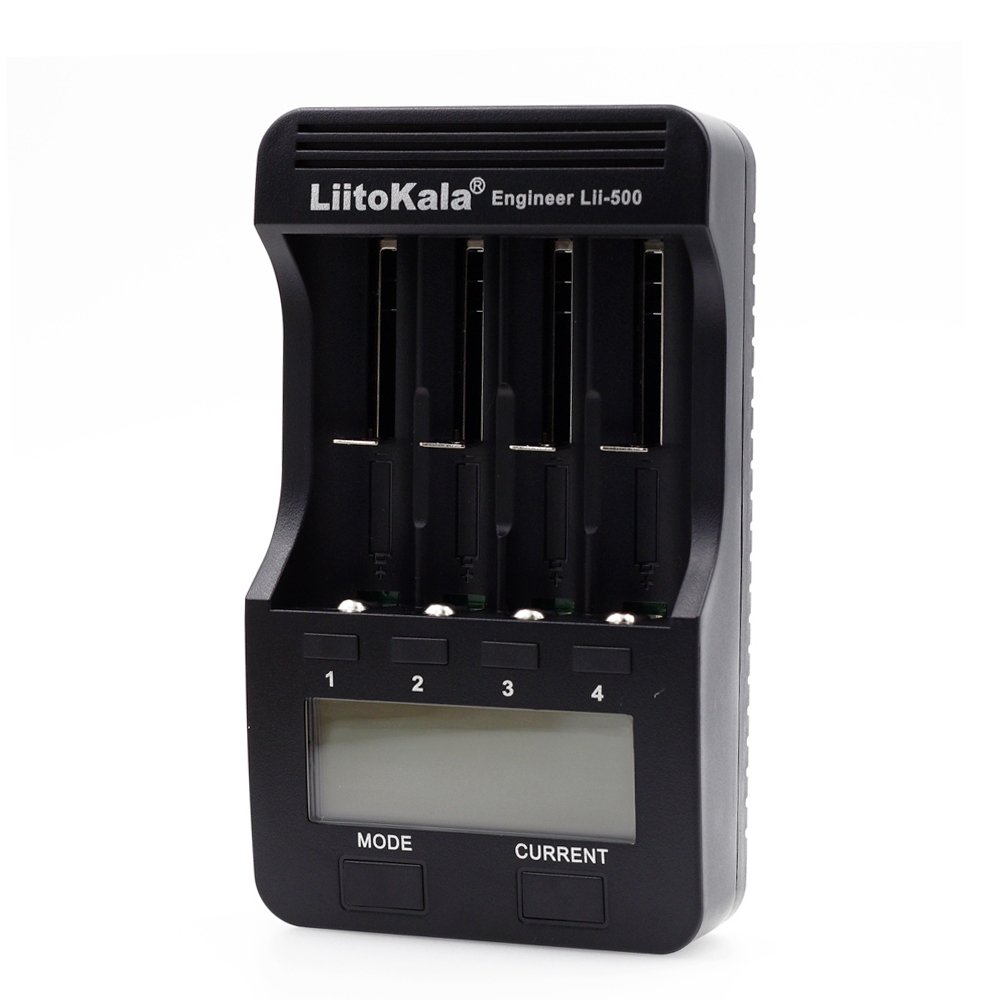 Lii-500 4 Slots Smart Intelligent Battery Charger for 3.7V Li-ion/ 1.2V Ni-MH Cylindrical Rechargeable Battery LCD Display