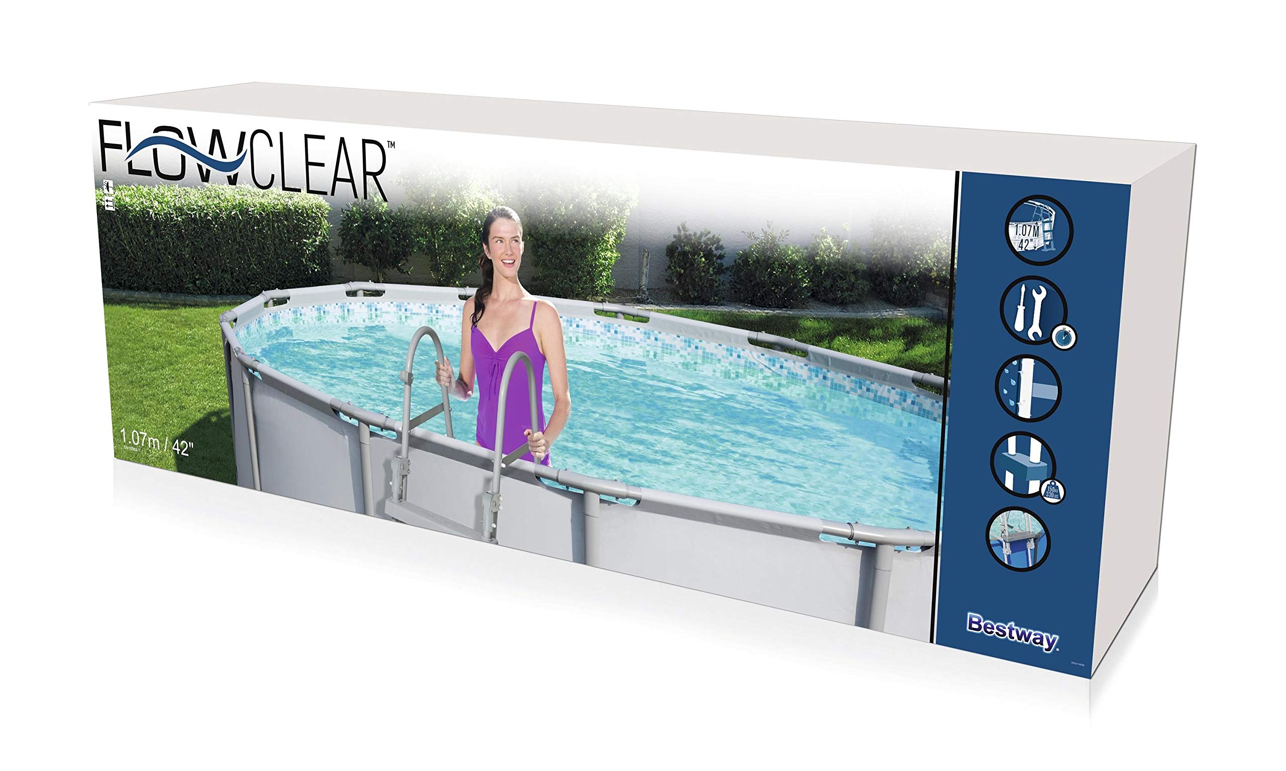 Bestway BW58330-19 Flowclear Pool Ladder for Above Ground Pools, 42 Inch