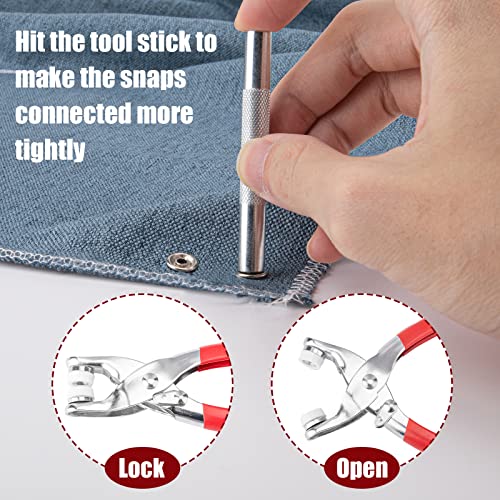 Clatoon 200 Sets Metal Snaps Buttons with Fastener Pliers Press Tool Kit Perfect for DIY Crafts Clothes Hats and Sewing (10 Colors,9.5mm)