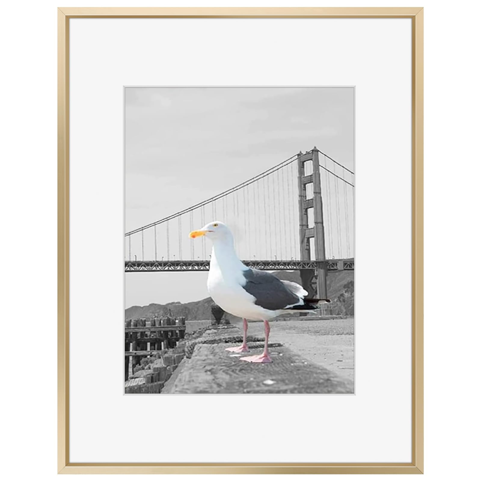 Frametory, 16x20 Metal Picture Frame with Mat for 11x14 Picture & Real Glass, Aluminum Photo Frame Collection (Gold, 1 Pack)