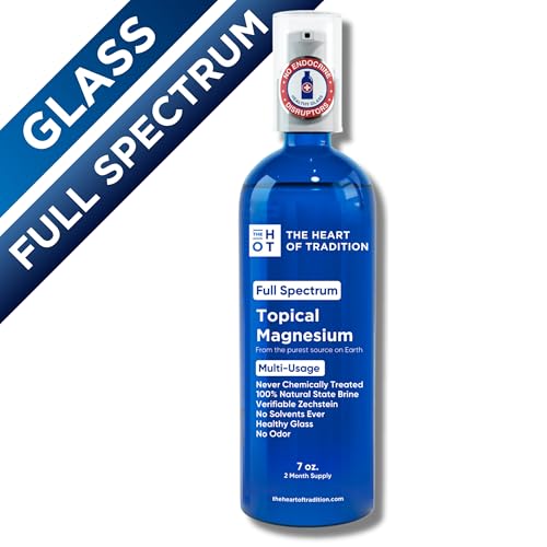 Full Spectrum Transdermal Magnesium Oil - Magnesium Spray in Healthy Glass Certified Zechstein Magnesium Chloride and Trace Minerals (7 fl oz)