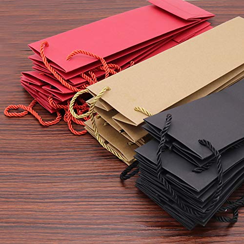 HRX Package Premium Kraft Paper Wine Gift Bags with Handles, 12PCS Sturdy Single Bottle Wine Holder Tote Bag for Christmas, Party, Shopping, Retail Merchandise (Brown)