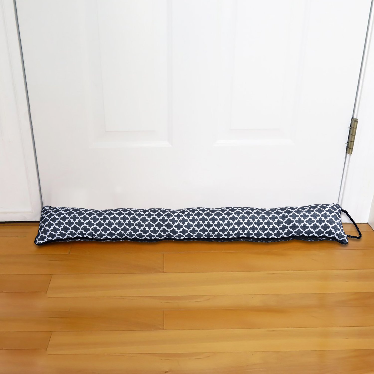 KindoBest Door Draft Stopper Moroccan Pattern - 35”L x 5”W x 2.5”H Heavy Duty Durable Door/Window Draft Blocker(Black)