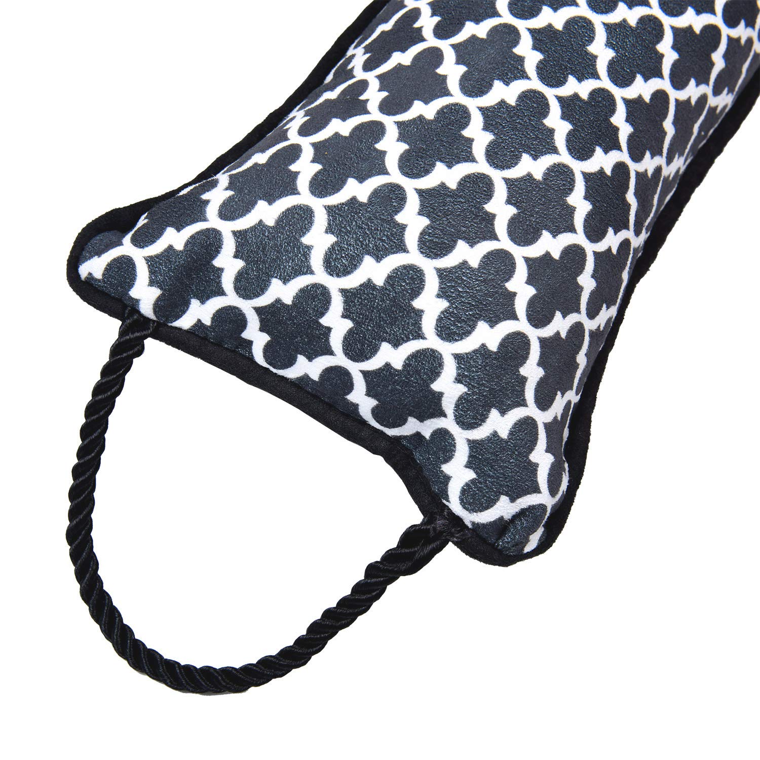 KindoBest Door Draft Stopper Moroccan Pattern - 35”L x 5”W x 2.5”H Heavy Duty Durable Door/Window Draft Blocker(Black)