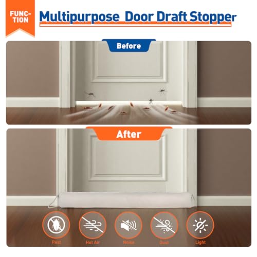 MAGZO Door Draft Stopper 36 Inch-Beige, Under Door Draft Blocker Air Stopper Door Bottom Insulation Snake Draft Stopper