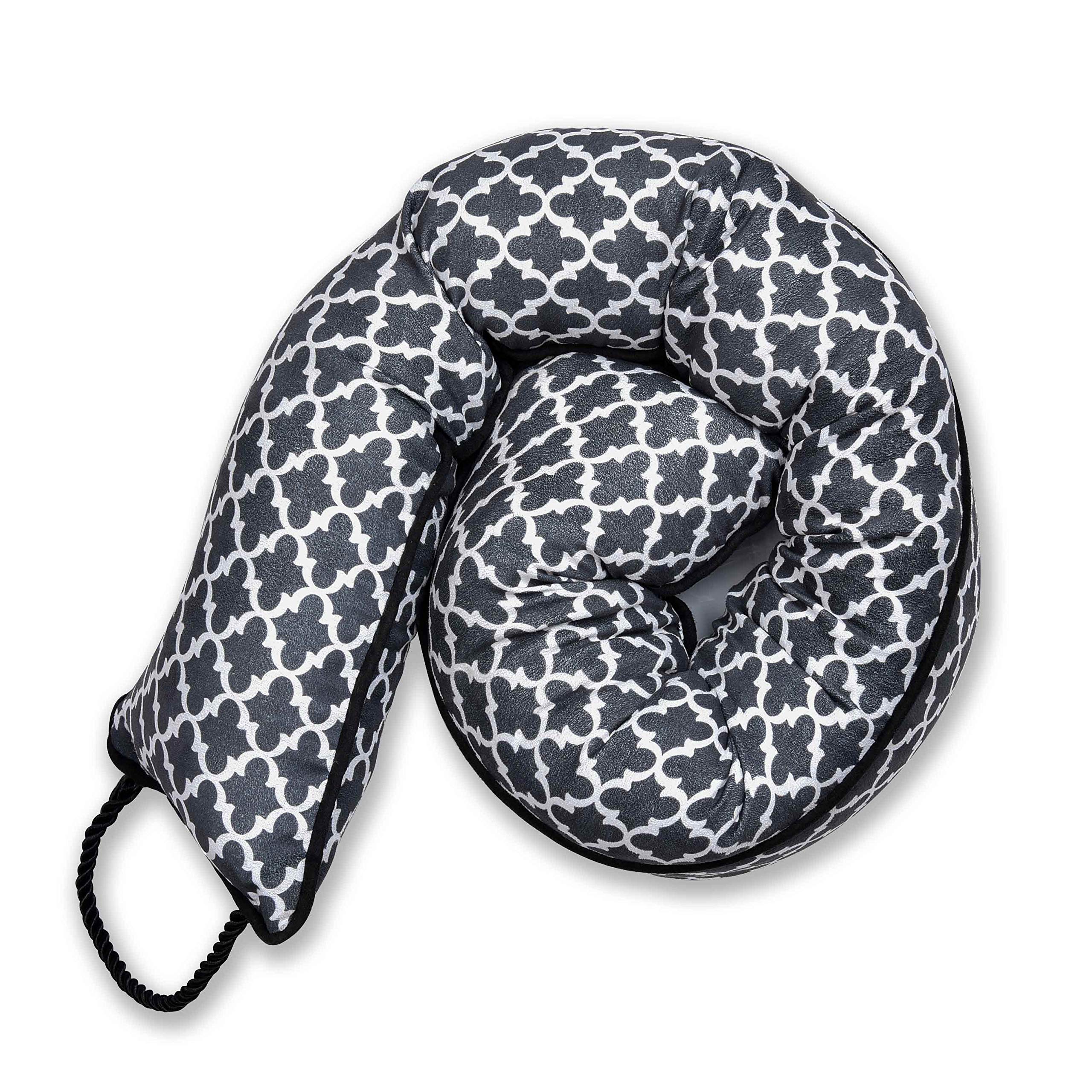 KindoBest Door Draft Stopper Moroccan Pattern - 35”L x 5”W x 2.5”H Heavy Duty Durable Door/Window Draft Blocker(Black)