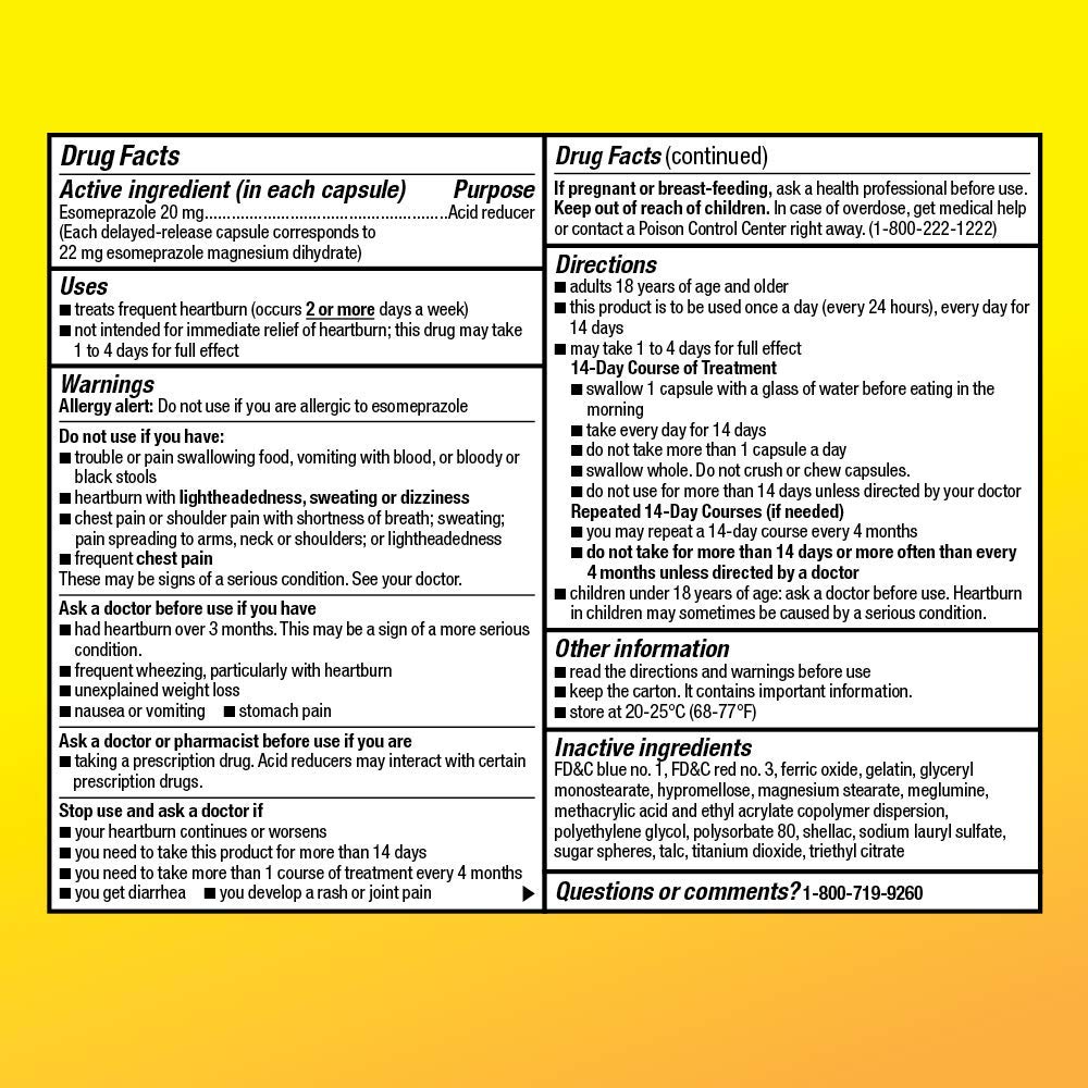 Amazon Basic Care Esomeprazole Magnesium Delayed Release Capsules, 20 mg, Acid Reducer, 14 Count