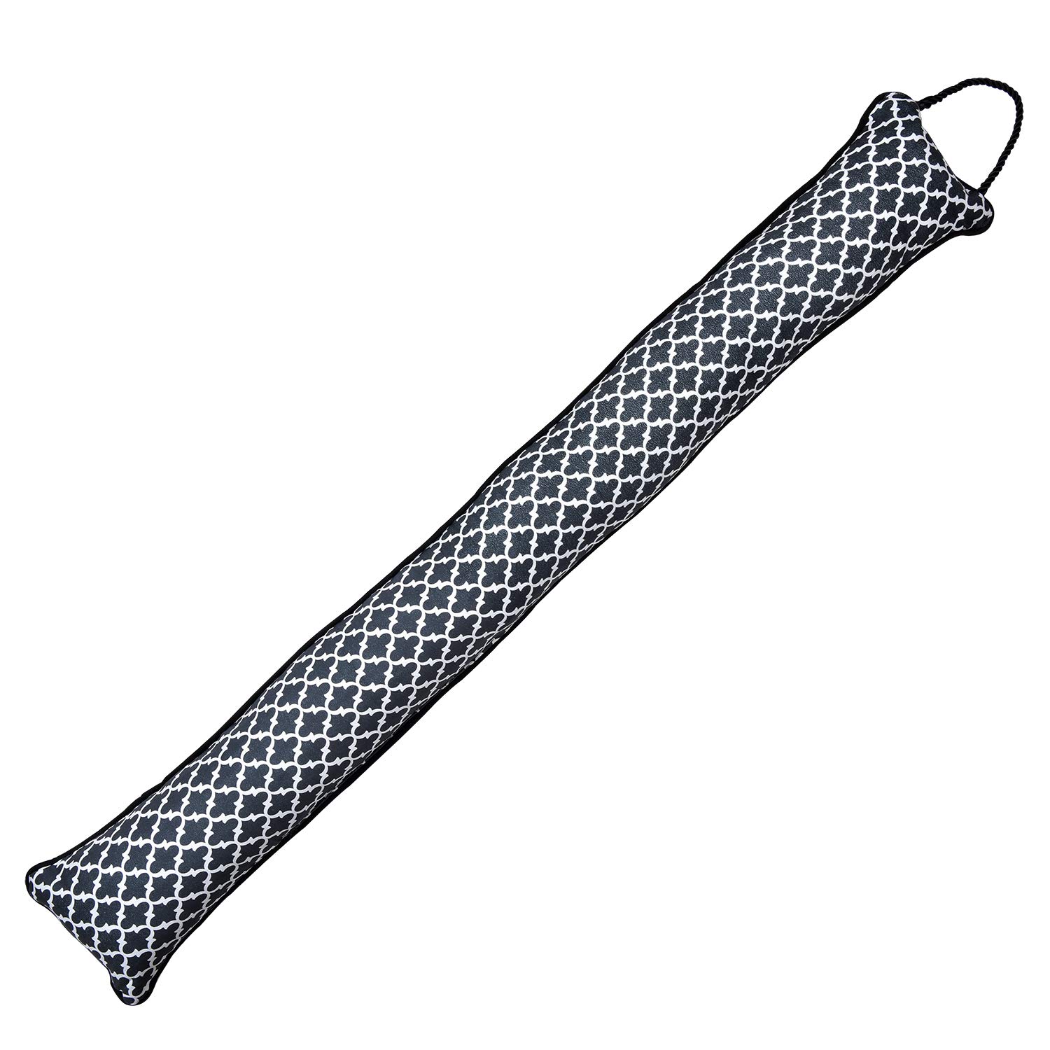 KindoBest Door Draft Stopper Moroccan Pattern - 35”L x 5”W x 2.5”H Heavy Duty Durable Door/Window Draft Blocker(Black)