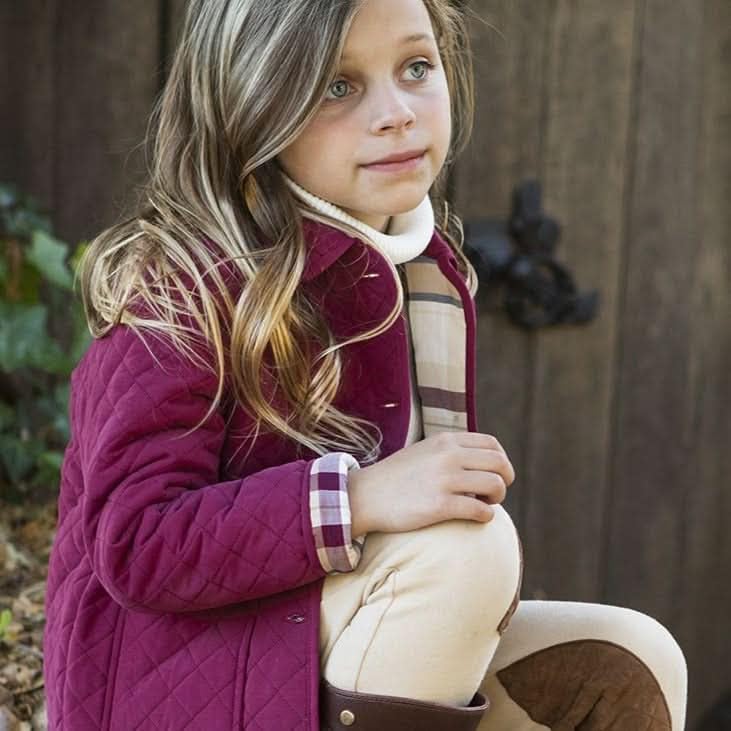 Hope & Henry Girls' Quilted Barn Jacket, Medium (7-8), Raspberry