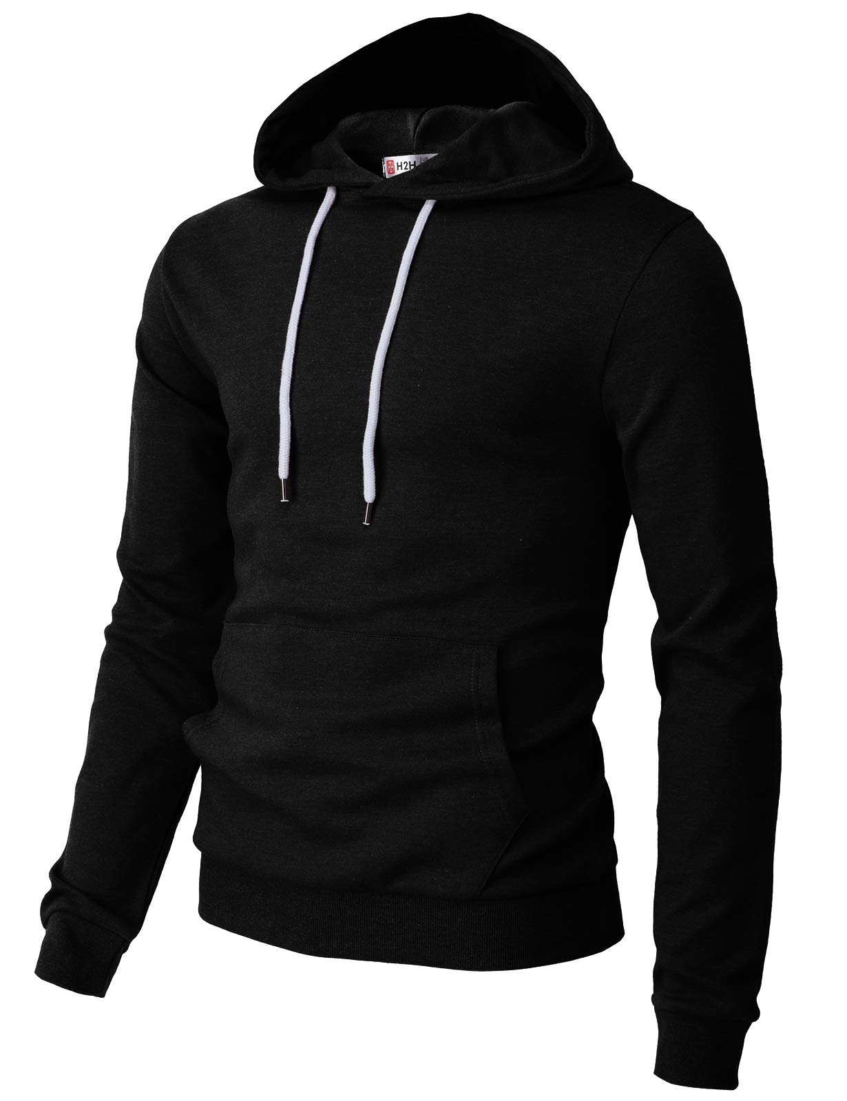 H2H Mens Casual Pullover Long Sleeve Hoodie with Kanga Pocket BLACK US L/Asia XL (CMOHOL050)