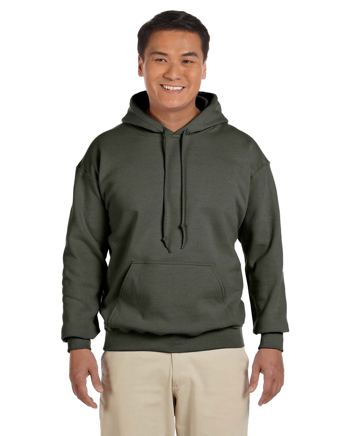 Gildan Blank Hoodie - Hooded Sweatshirt - Unisex Style 18500 Adult Pullover Military Green