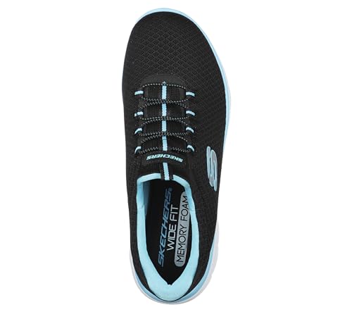 Skechers Women's Summits Sneaker, Black/Turquoise, 9