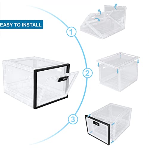 Gemaxvoled Lockable Box Large Capacity, Clear Locking Box for Medicines, Premium Material Lockable Storage Bin Organizer Box for Fridge Food/Snacks/Phone/Tablet Jail/Home Safety