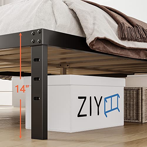 ZIYOO Full Size Bed Frame, 3" Extra Wide Wood Slats Better Support for Foam Mattress, 14" High, No Box Spring Needed, Noise Free, Easy Assembly