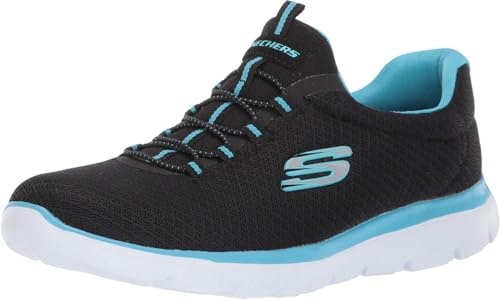 Skechers Women's Summits Sneaker, Black/Turquoise, 9