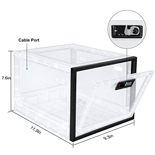Gemaxvoled Lockable Box Large Capacity, Clear Locking Box for Medicines, Premium Material Lockable Storage Bin Organizer Box for Fridge Food/Snacks/Phone/Tablet Jail/Home Safety