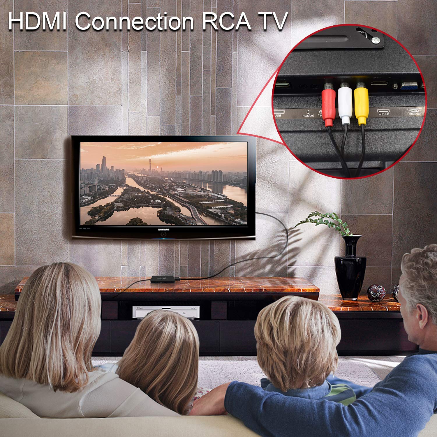 RuiPuo HDMI to AV Converter HDMI to Video Audio Adapter Supports PAL/NTSC Compatible for Roku Streaming Stick, Fire Stick, Apple TV, DVD, Blu-ray Player, HD Box ect (HDMI to RCA Converter)