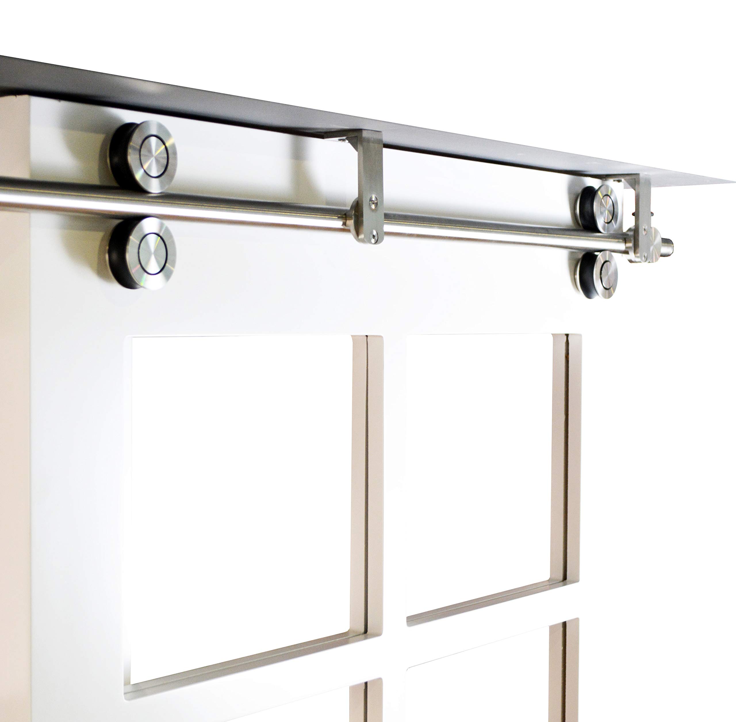 DIYHD Stainless Steel Ceiling Mount Sliding Barn Door Concentric Circles Roller Set