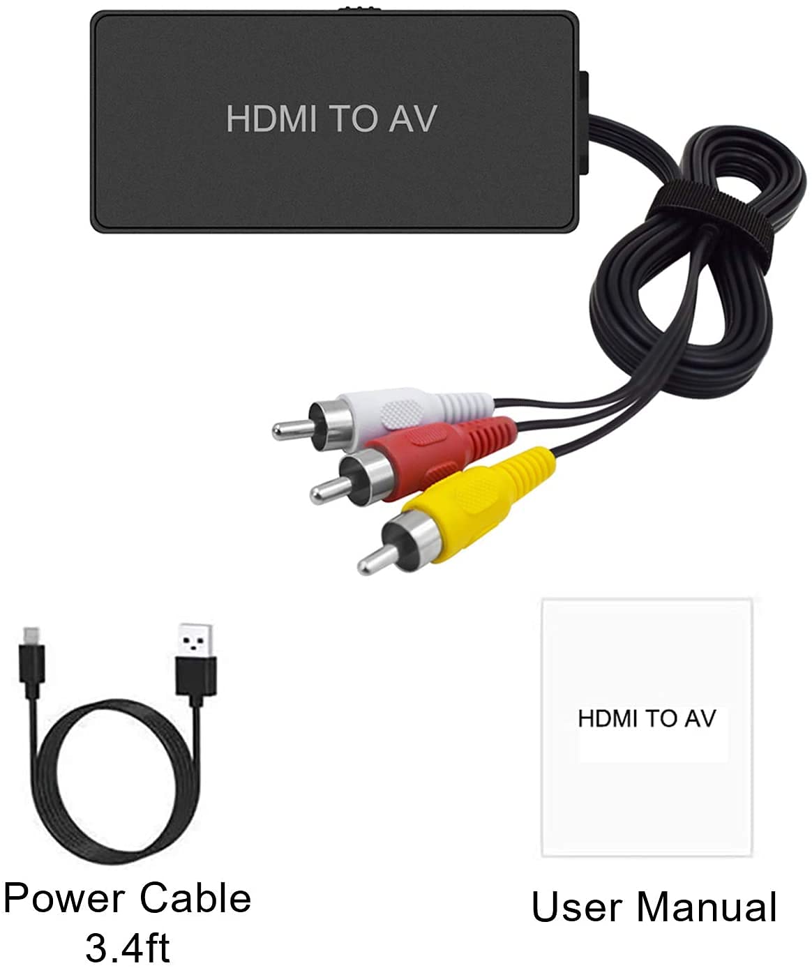 RuiPuo HDMI to AV Converter HDMI to Video Audio Adapter Supports PAL/NTSC Compatible for Roku Streaming Stick, Fire Stick, Apple TV, DVD, Blu-ray Player, HD Box ect (HDMI to RCA Converter)