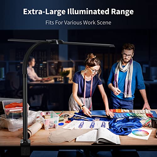 Kary LED Desk Lamp, 24W Architect Desk Lamp with Clamp 31.5" Wide Office Light 1800LM Large Bright Desk Lights with Auto Dimming, 5 Color Modes, Timer, Tall Desk Lamps for Home Office