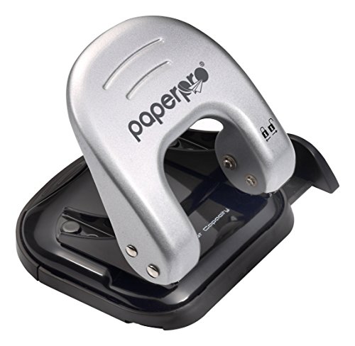 Bostitch Office EZ Squeeze Reduced Effort 2-Hole Punch, 20 Sheets, Locking Handle, Silver (2310)