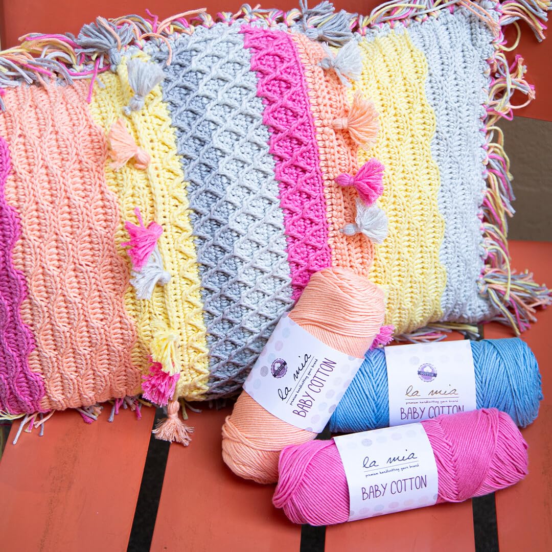 3 Skein La Mia Baby 50% Cotton Total 10.5 Oz Each 3.5 oz (100 g) / 218yd (200m), Medium, Worsted, Super Soft Yarn, Best for Baby and Amigurumi, Blue - L035