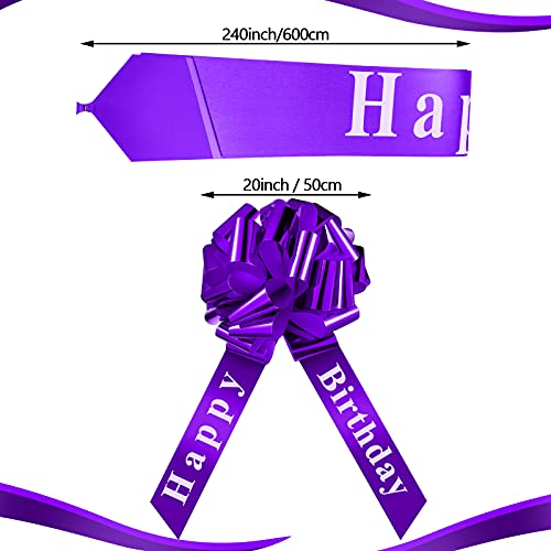 Happy Birthday Car Bow Big Car Ribbon Bow Large Gift Wrapping Bow Giant Bow for Car Decorative Huge Pull Bow for Christmas Party Birthday Car Decoration (Purple,20 Inches)
