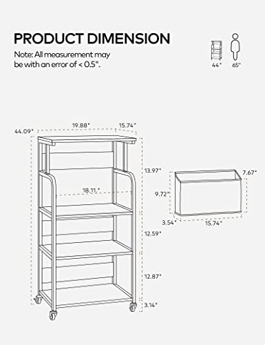 Bealife 4 Tier Home Printer Stand with Storage Bag, Tall Mobile Printer Cart with Lockable Rolling Wheels for Office,Small Space, Heavy Duty - Retro