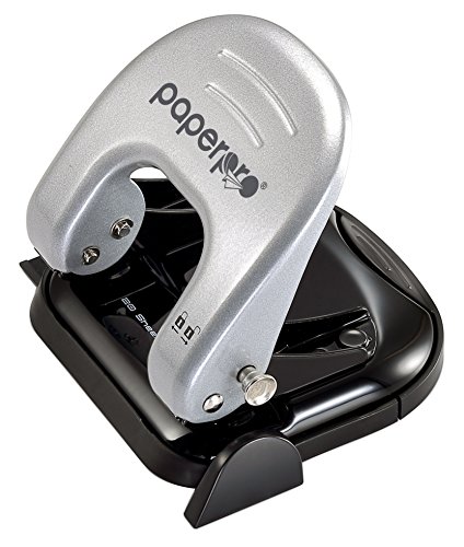 Bostitch Office EZ Squeeze Reduced Effort 2-Hole Punch, 20 Sheets, Locking Handle, Silver (2310)
