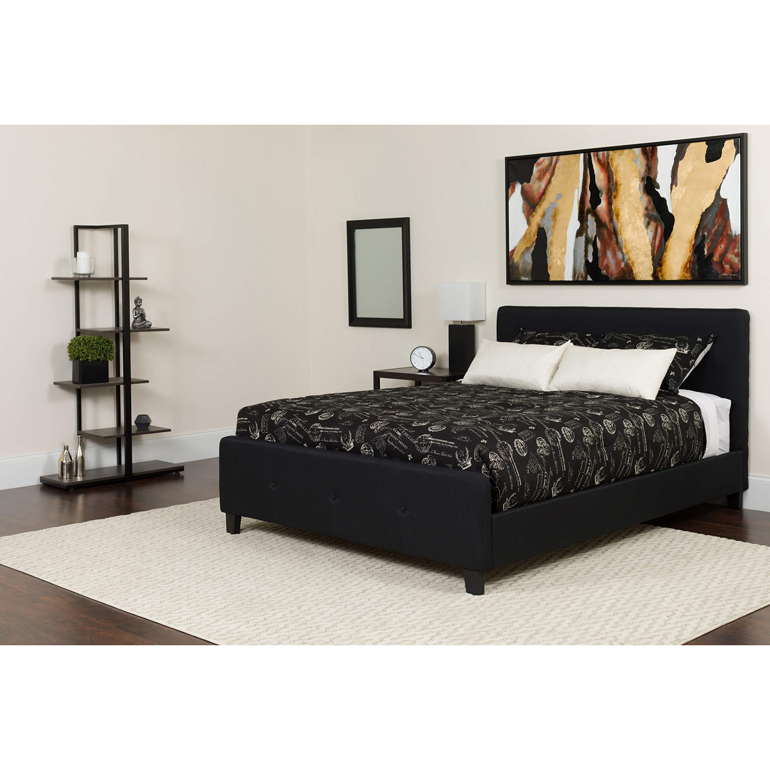 Flash Furniture Tribeca Full Size Tufted Upholstered Platform Bed in Black Fabric