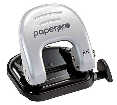 Bostitch Office EZ Squeeze Reduced Effort 2-Hole Punch, 20 Sheets, Locking Handle, Silver (2310)
