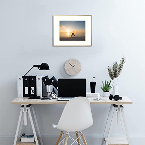 Golden State Art, Gold 16x20 Aluminum Frame for 16 x 20 Picture or 11x14 Photo with Mat - Shatter - Resistant Glass - for Wall Mount Decoration - 1 Pack