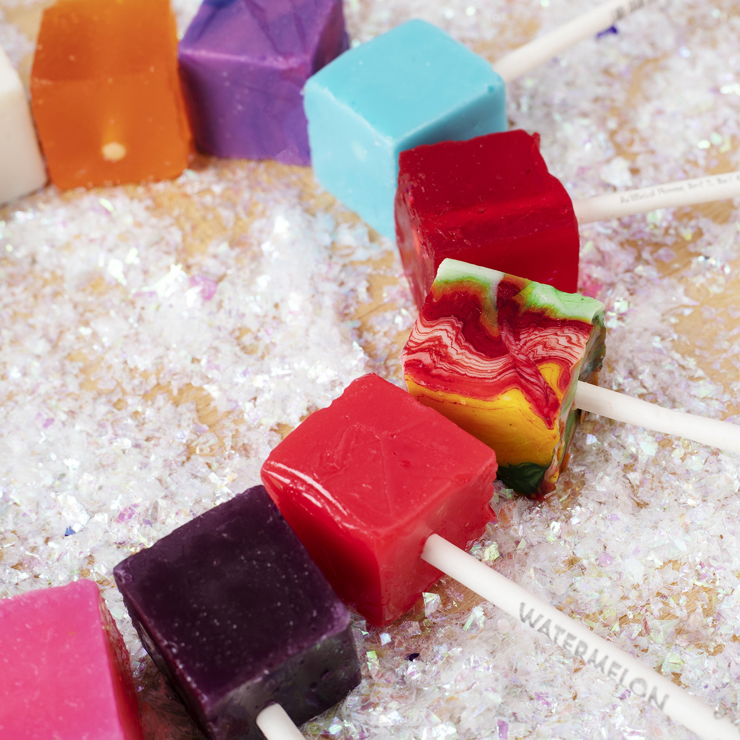 Hard Candy Cube Lollipop Suckers: Individually Wrapped Flavored Sucker Pack by Espeez - Old Fashioned Square Party Pops in Bulk - Watermelon, 24 Count
