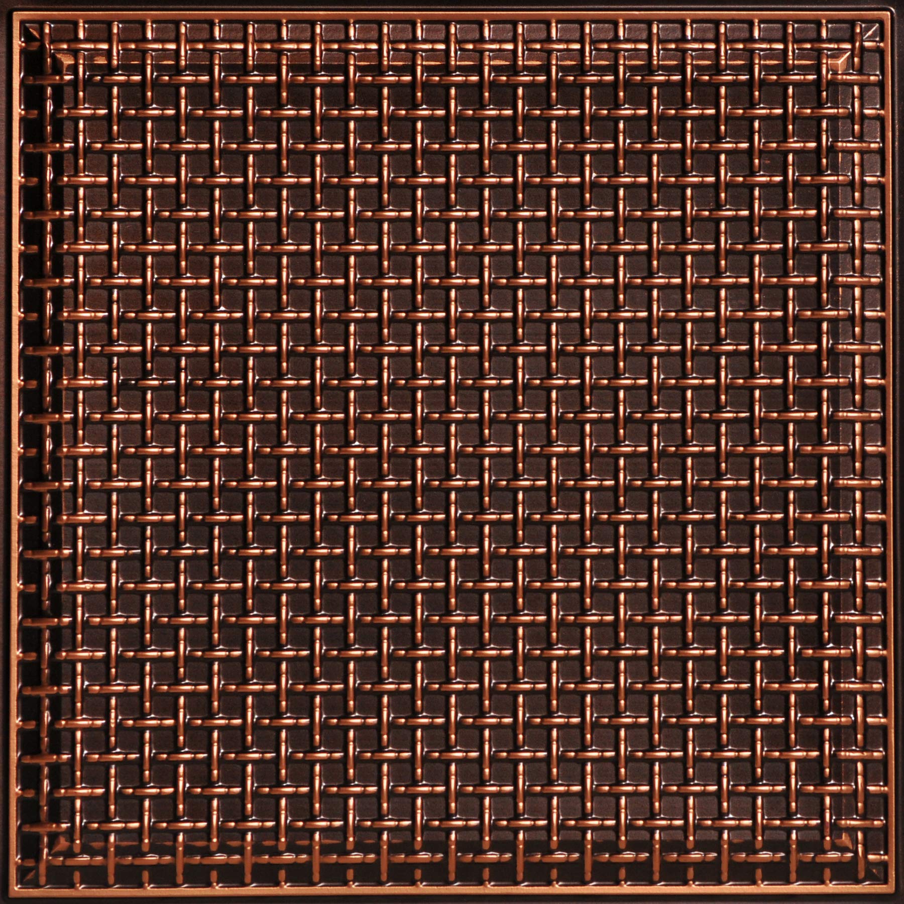 From Plain To Beautiful In Hours 248 Rustic Lattice PVC 2' x 2' Glue-up or Lay-in Ceiling Tile (Covers / 100 sq.ft), Antique Copper, 25 Piece