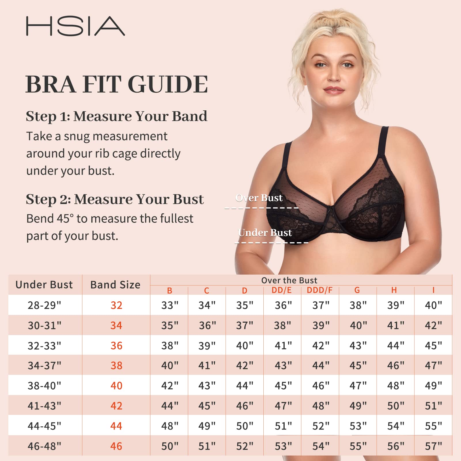 HSIA Minimizer Bras for Women Full Coverage Underwire Bras Plus Size,Lifting Lace Bra for Heavy Breast 40DDD Black