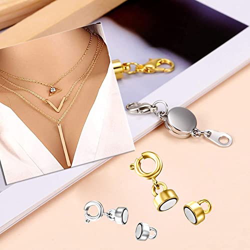 Kcctoo Magnetic Necklace Clasps and Closures - 14k Gold and Silver Plated Bracelet Connectors for Necklaces Chain Jewelry Making