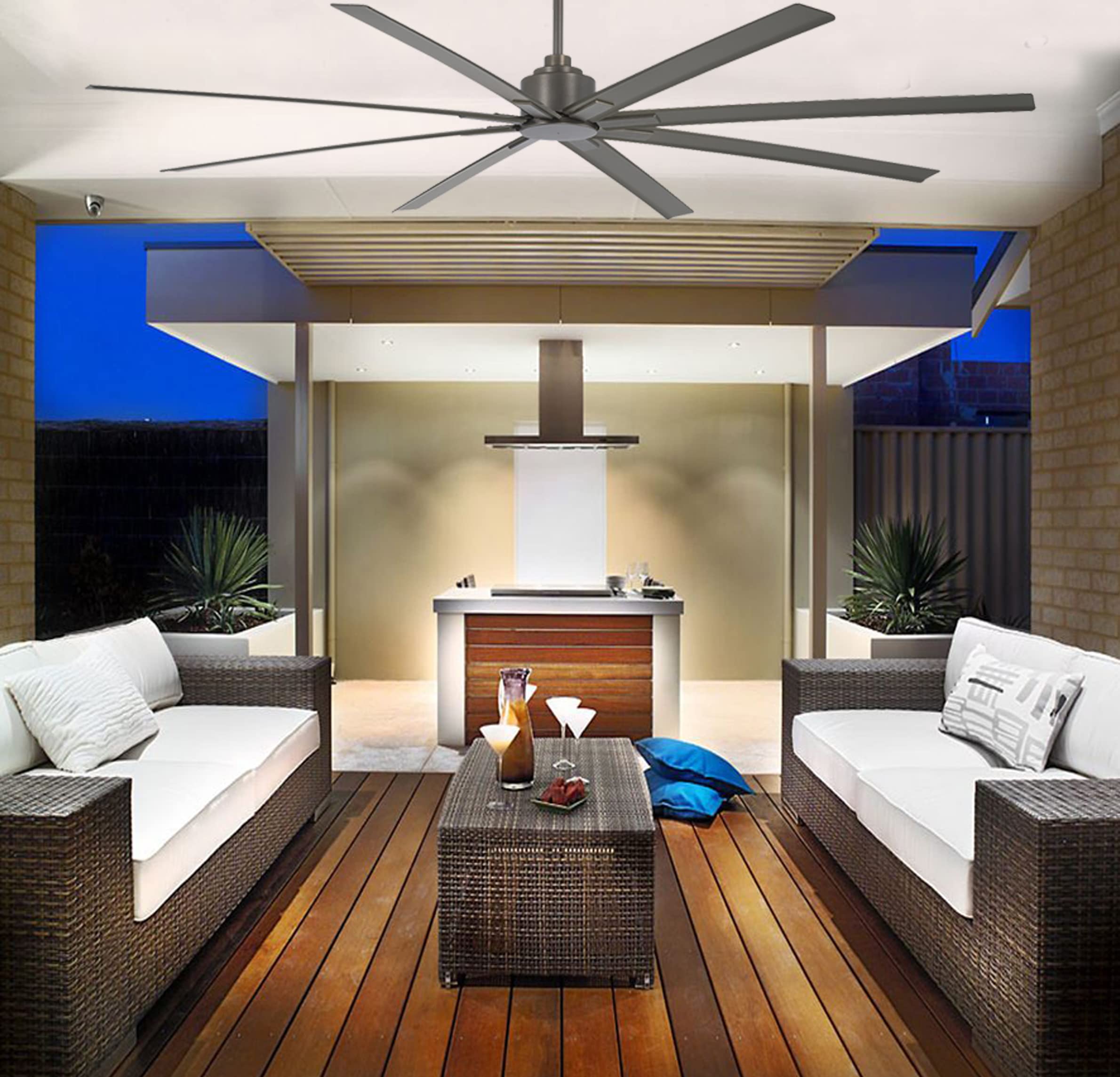 MINKA-AIRE F896-84-SI Xtreme H2O 84 Inch Outdoor Ceiling Fan with DC Motor, Gray Smoked Iron Finish