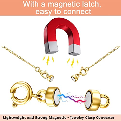 Kcctoo Magnetic Necklace Clasps and Closures - 14k Gold and Silver Plated Bracelet Connectors for Necklaces Chain Jewelry Making