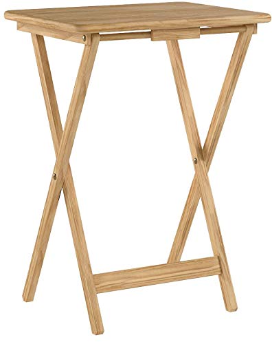 Pearington Ranchwood Folding TV Tray Table for Dining, Laptop Computer Stand, Gaming, Desk, 4-Pack, Natural Wood Finish