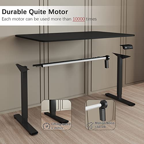 Furmax Electric Height Adjustable Standing Desk Large 55 inch Sit Stand up Desk Home Office Computer Desk Memory Preset with T-Shaped Metal Bracket, Black