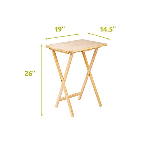 Pearington Ranchwood Folding TV Tray Table for Dining, Laptop Computer Stand, Gaming, Desk, 4-Pack, Natural Wood Finish